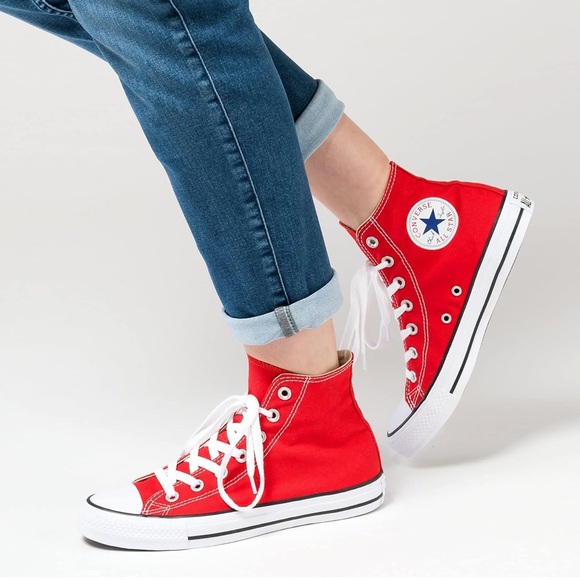 Converse | Shoes | Converse Red Hightop Sneakers | Poshmark